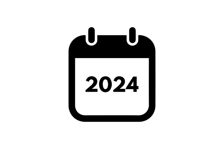 2024 year calendar icon Royalty Free Vector Image