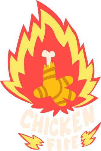 Hot fire chicken with red chilli pepper creative Vector Image