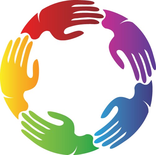 Colorful unity hands together logo Royalty Free Vector Image Colorful unity hands together logo Royalty Free Vector Image