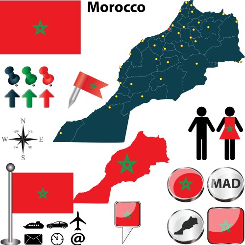 Travel to morocco set moroccan art and culture Vector Image