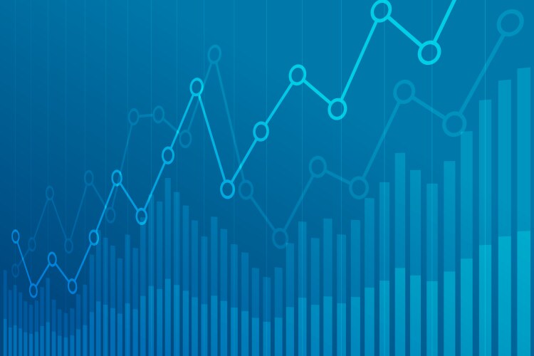 Abstract blue financial chart with world map Vector Image