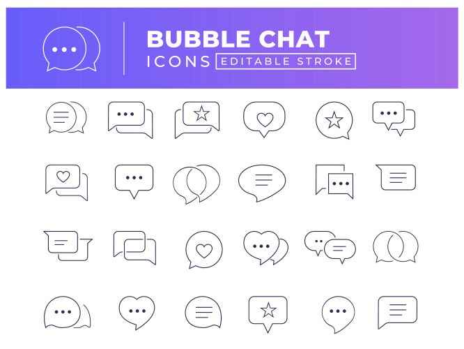 Chat icons love cat social media flat Royalty Free Vector
