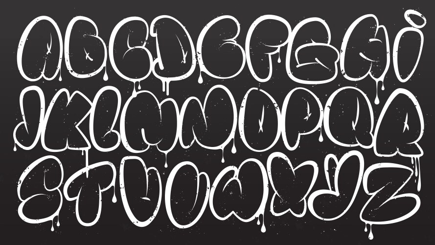 Graffiti alphabet bubble letters outline Vector Image