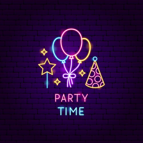 Festive star neon label Royalty Free Vector Image