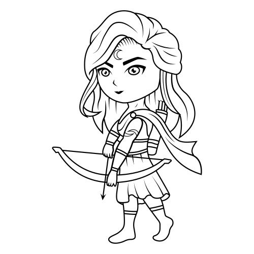 Ares chibi mascot line art Royalty Free Vector Image