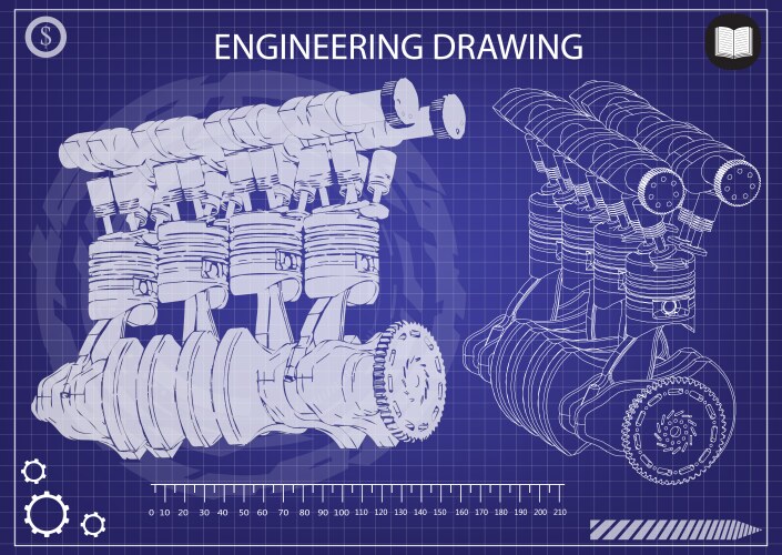 Car engine and gears Royalty Free Vector Image