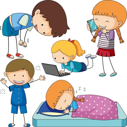 Cartoon characters activities Royalty Free Vector Image