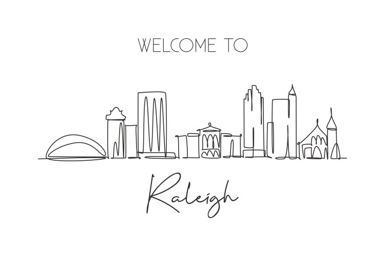 One continuous line drawing of raleigh city Vector Image