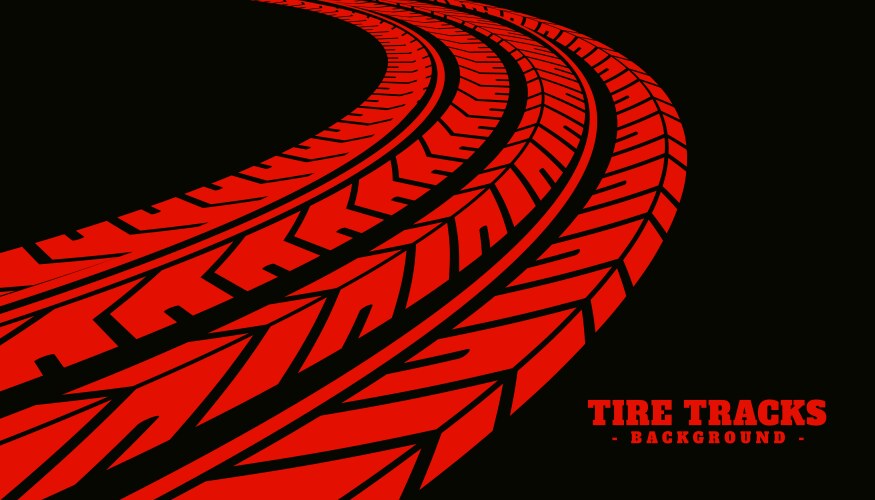 Red background with tire track wheel print Vector Image
