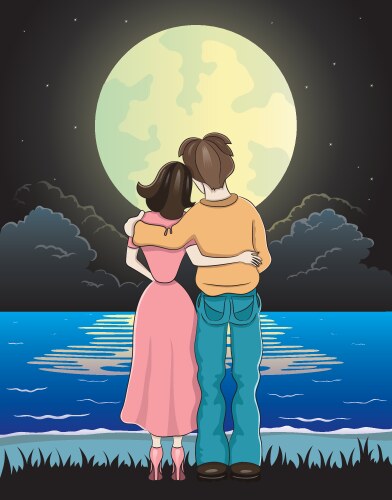 Cartoon Couple Night Love Vector Images (over 1,700)