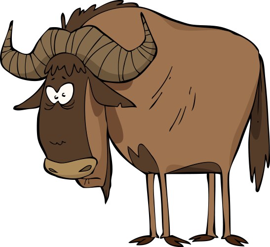 Cartoon wildebeest mascot Royalty Free Vector Image