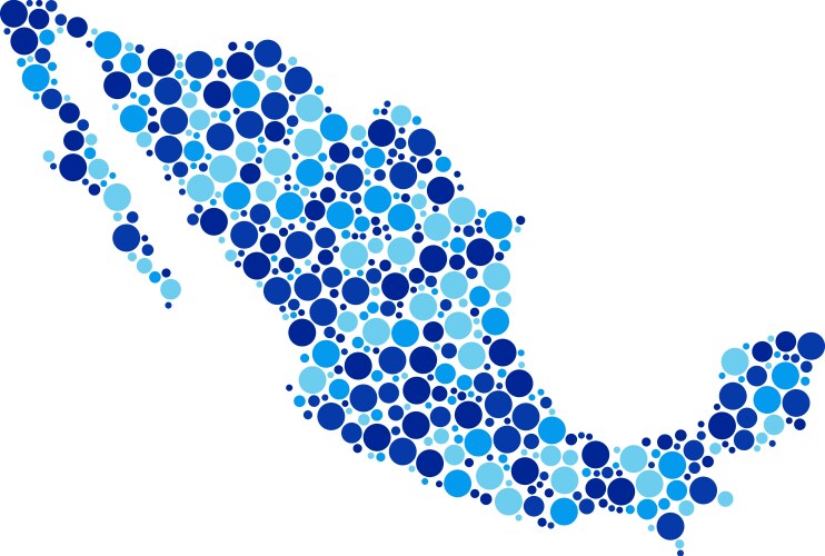 Blue dot mexico map Royalty Free Vector Image - VectorStock