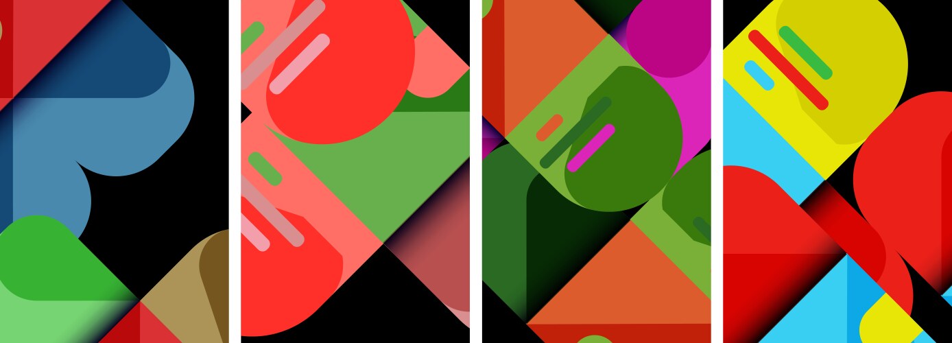 Geometric colorful poster backgrounds with squares