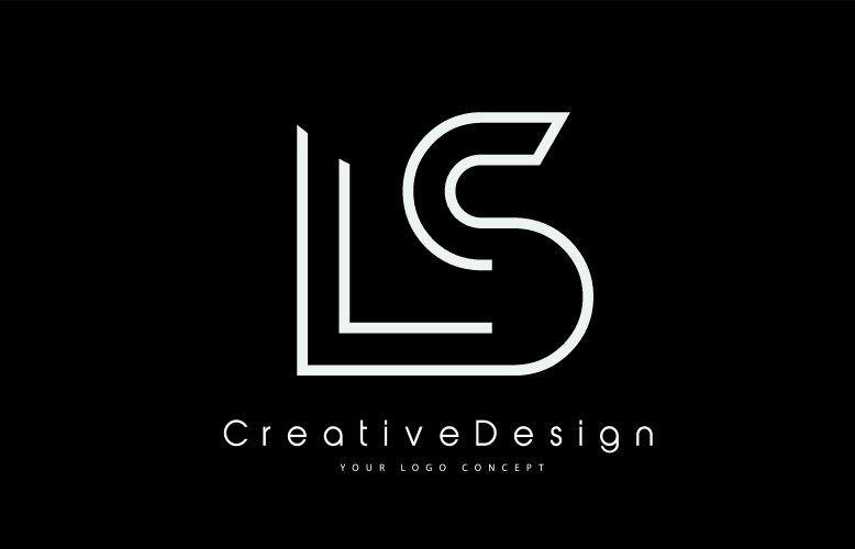 Ls l s letter logo design with swoosh and black Vector Image