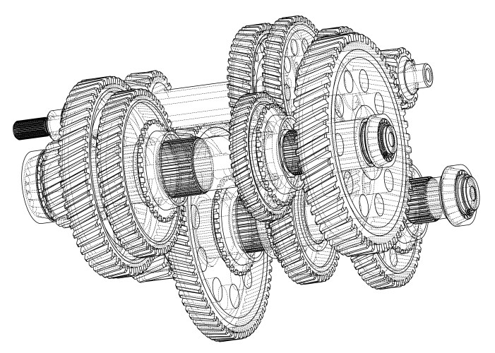 Outline gearbox concept Royalty Free Vector Image