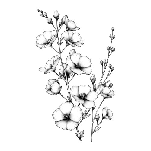 Tea branch engraving line art Royalty Free Vector Image