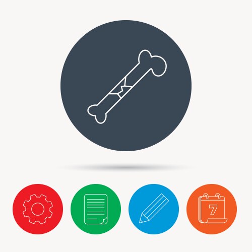 Bone fracture icon traumatology sign Royalty Free Vector
