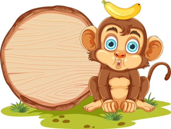 Cartoon cute monkey sitting on white background Vector Image