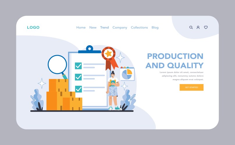 Production and quality concept flat Royalty Free Vector