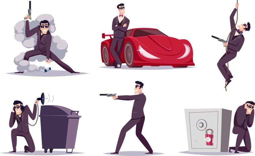 Secret agents set Royalty Free Vector Image - VectorStock