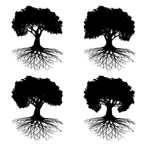 Tree roots silhouette Royalty Free Vector Image