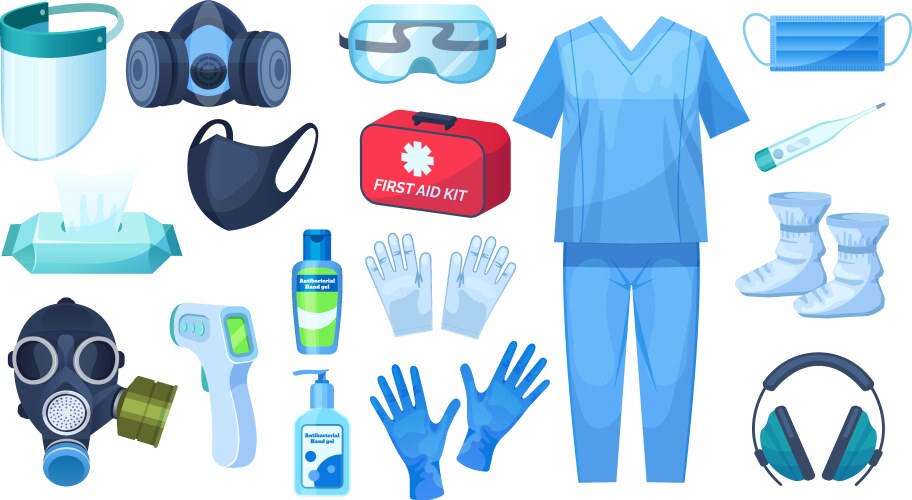 Medical personal protective equipment set safety Vector Image
