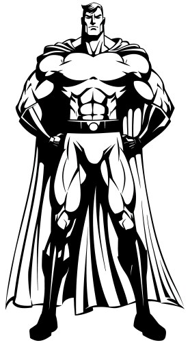 Superhero Black and White Vector Images (over 3,200)