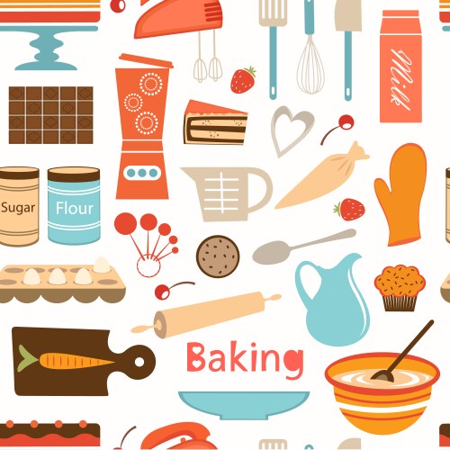Cartoon bakery pattern or background Royalty Free Vector
