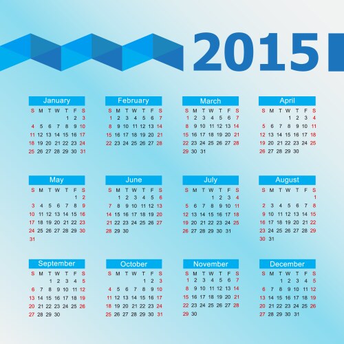 2015 calendar Royalty Free Vector Image - VectorStock