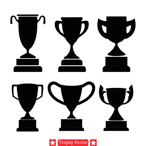 Glowing rewards trophy set for winners Royalty Free Vector