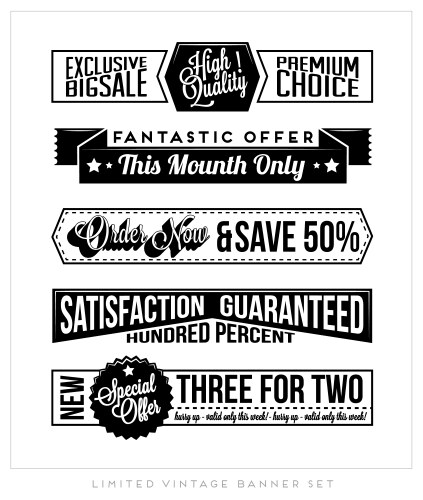Vintage Typographic Banner Set Royalty Free Vector Image