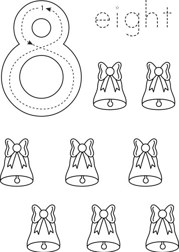 Flashcard number 7 preschool worksheet black Vector Image