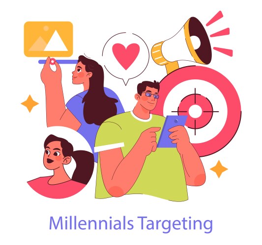 Millennials targeting flat Royalty Free Vector Image