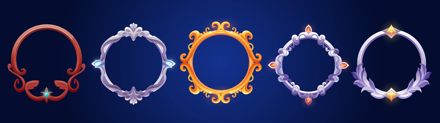 Game avatar templates with fantasy frames Vector Image