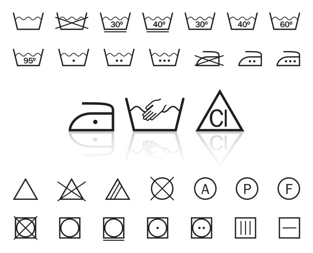 Set of instruction laundry icons washing symbols Vector Image