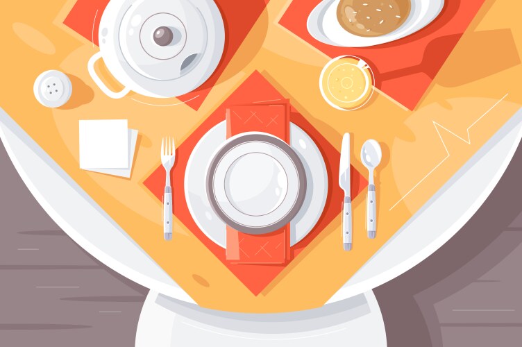 Table place setting on red Royalty Free Vector Image