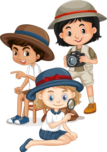 Boy scout with magnifying glass Royalty Free Vector Image