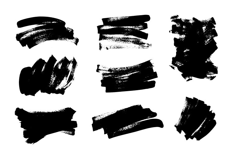 Set of black paint ink brush strokes brushes Vector Image