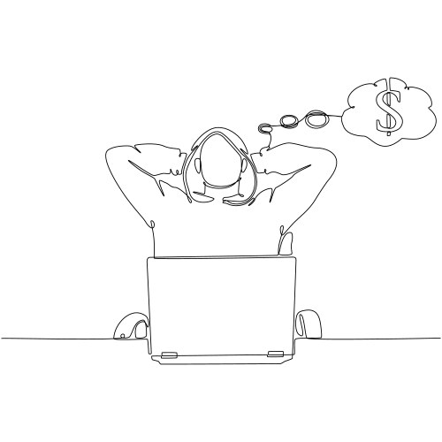 Continuous line drawing laptop cyber security Vector Image