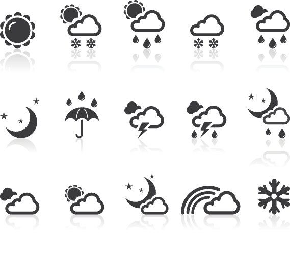 Weather icons collection featuring various Vector Image
