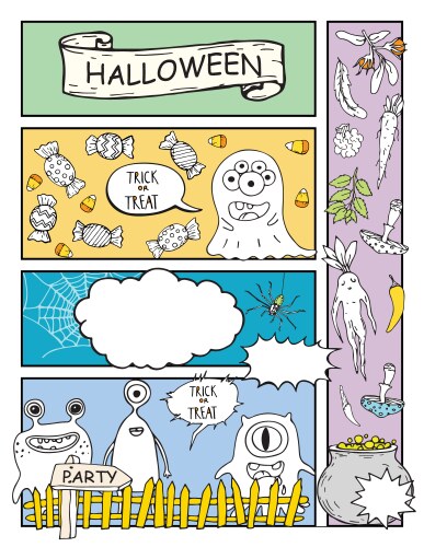 Hand drawn halloween brochure template horror Vector Image