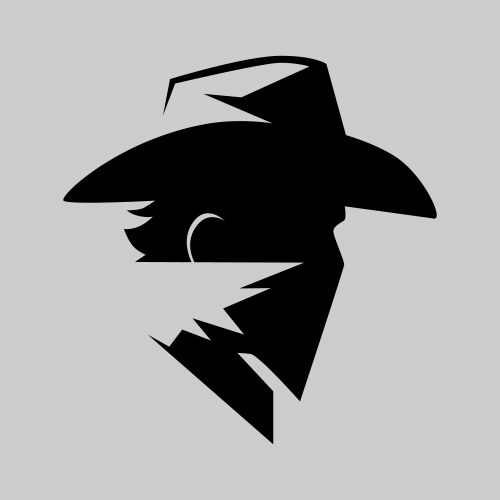 Cowboy outlaw symbol on gray backdrop Royalty Free Vector