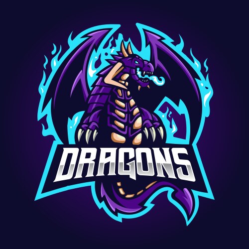 Red dragon esports logo design Royalty Free Vector Image