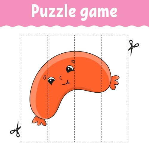 Puzzle game for kids cutting practice education Vector Image