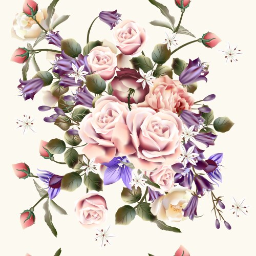 Realistic rose bouquet seamless pattern Royalty Free Vector