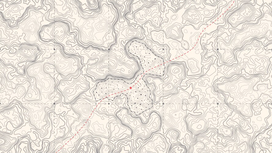 Mountain range detailed topographic contour map Vector Image