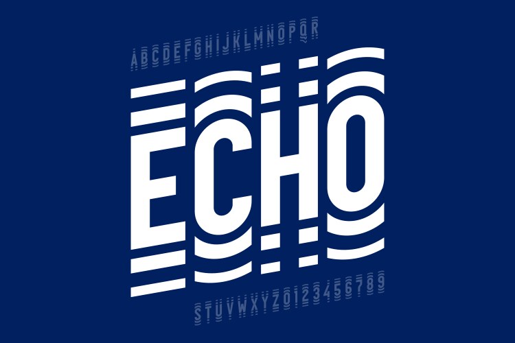 Echo retro style volume font Royalty Free Vector Image