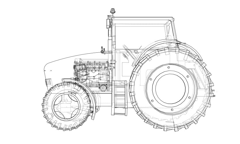 Outline farmer tractor drawing agricultural Vector Image