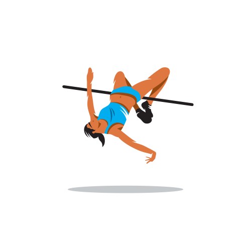 Funny girl cartoon playing high jump Royalty Free Vector