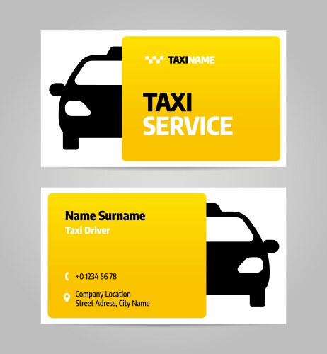 Taxi service business cards Royalty Free Vector Image
